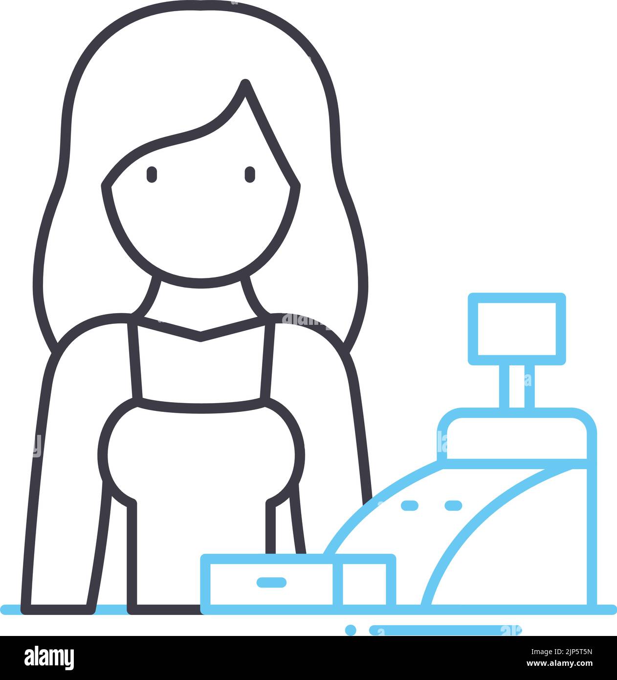 cashier line icon, outline symbol, vector illustration, concept sign ...