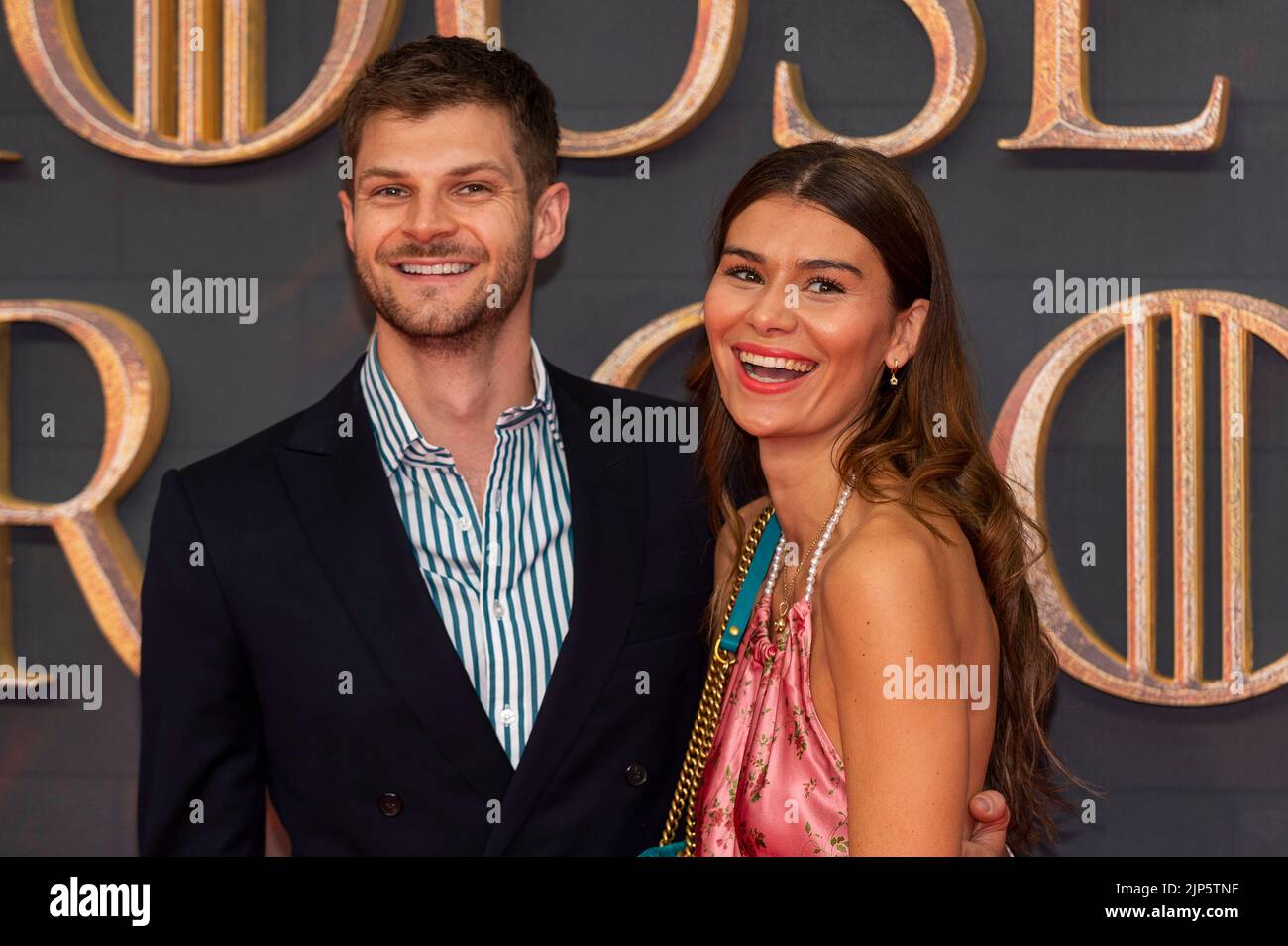 London, UK. 15 August 2022. (L) You Tuber Jim Chapman and model Sarah ...