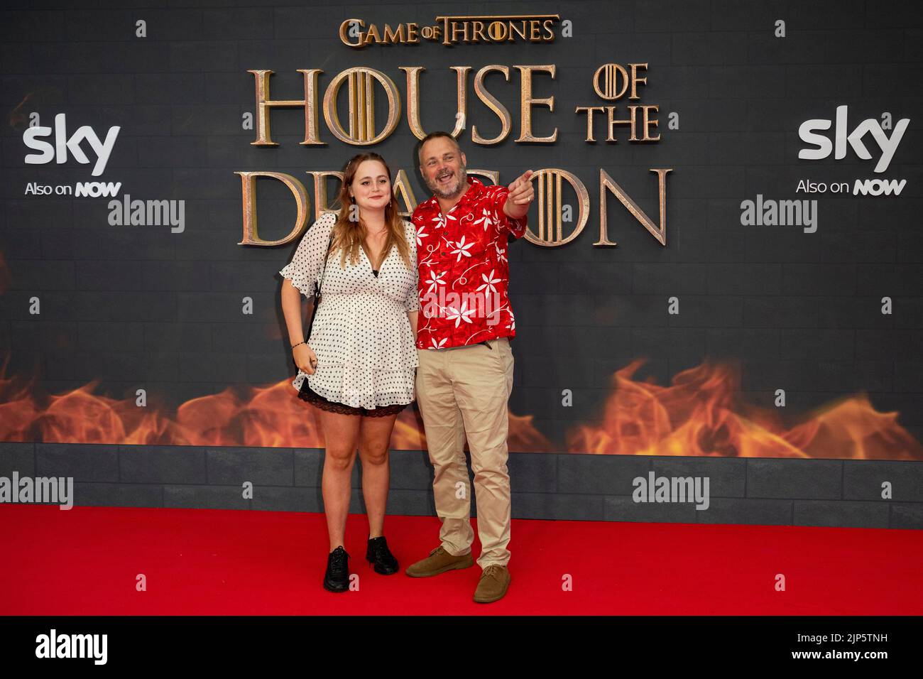 London, UK. 15 August 2022. Comedian Al Murray (R) with Willow Murray ...