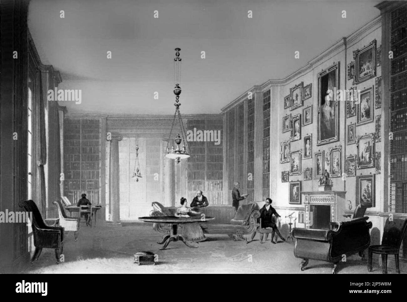 The Long Library at Althorp House 1822 Stock Photo - Alamy