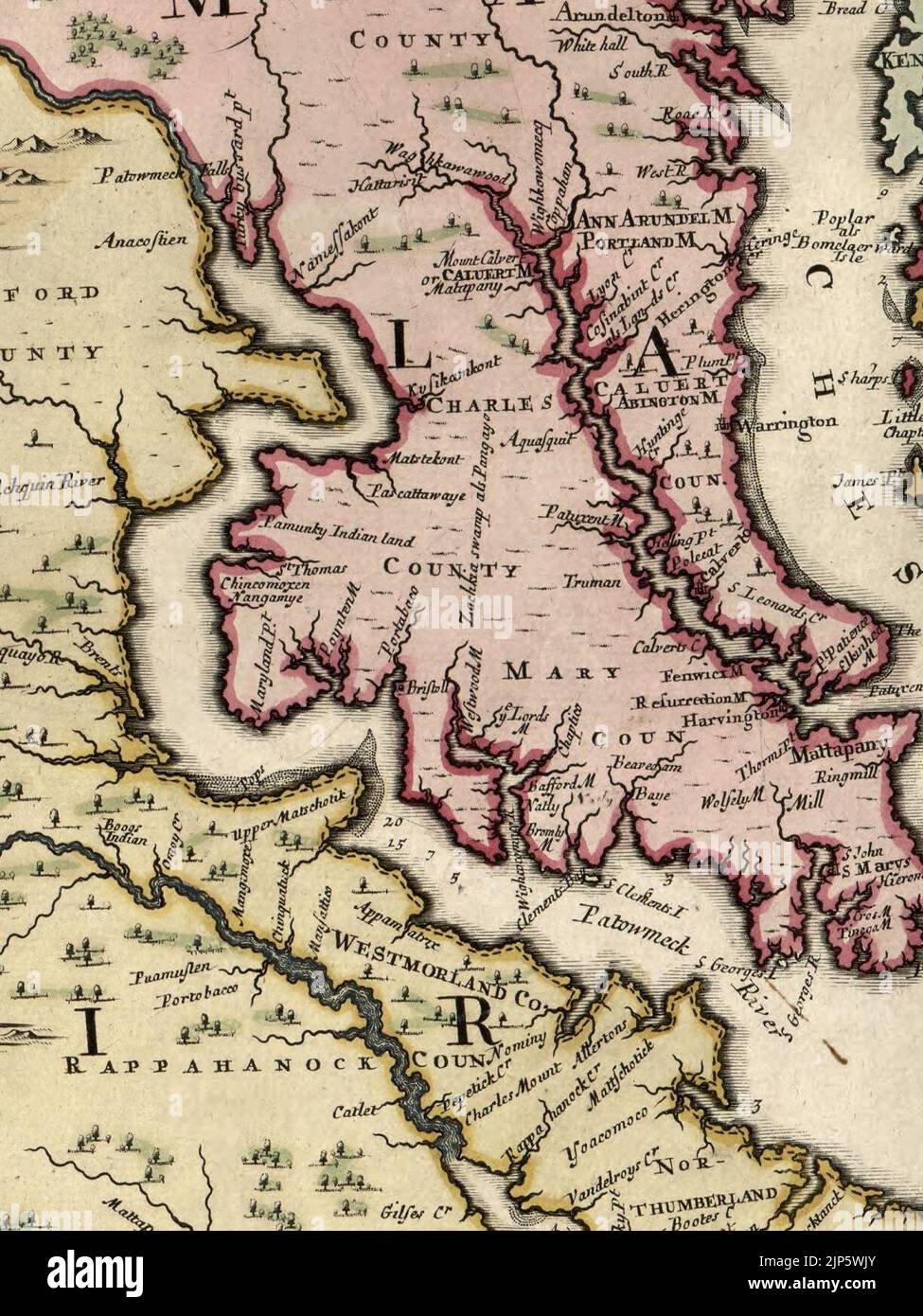 The lower Potomac (Patowmeck) in A new map of Virginia, Maryland, and ...