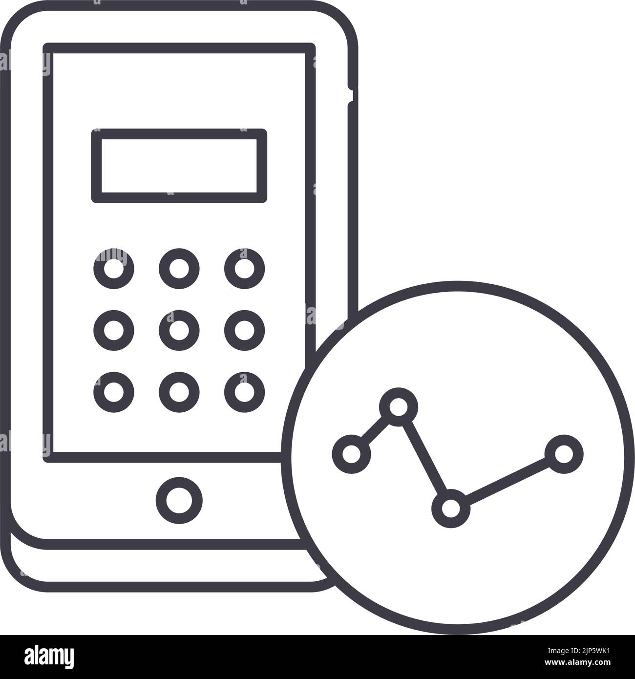 calculation line icon, outline symbol, vector illustration, concept ...