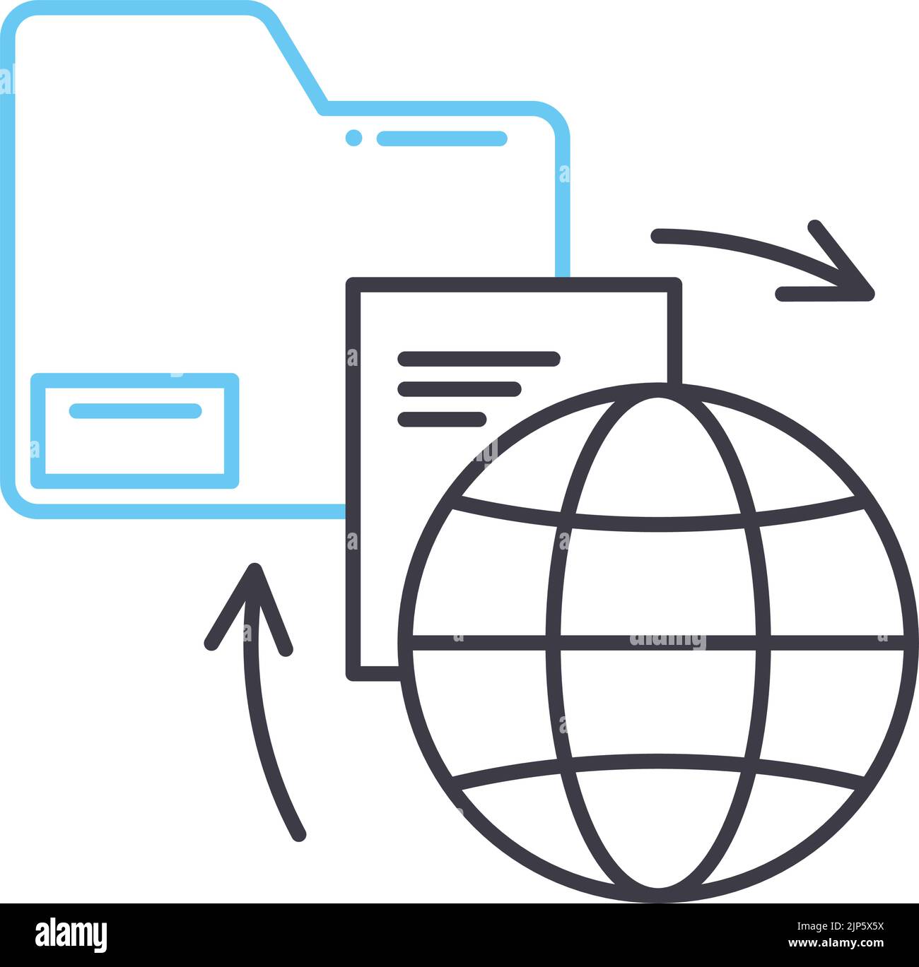 file exchange line icon, outline symbol, vector illustration, concept ...