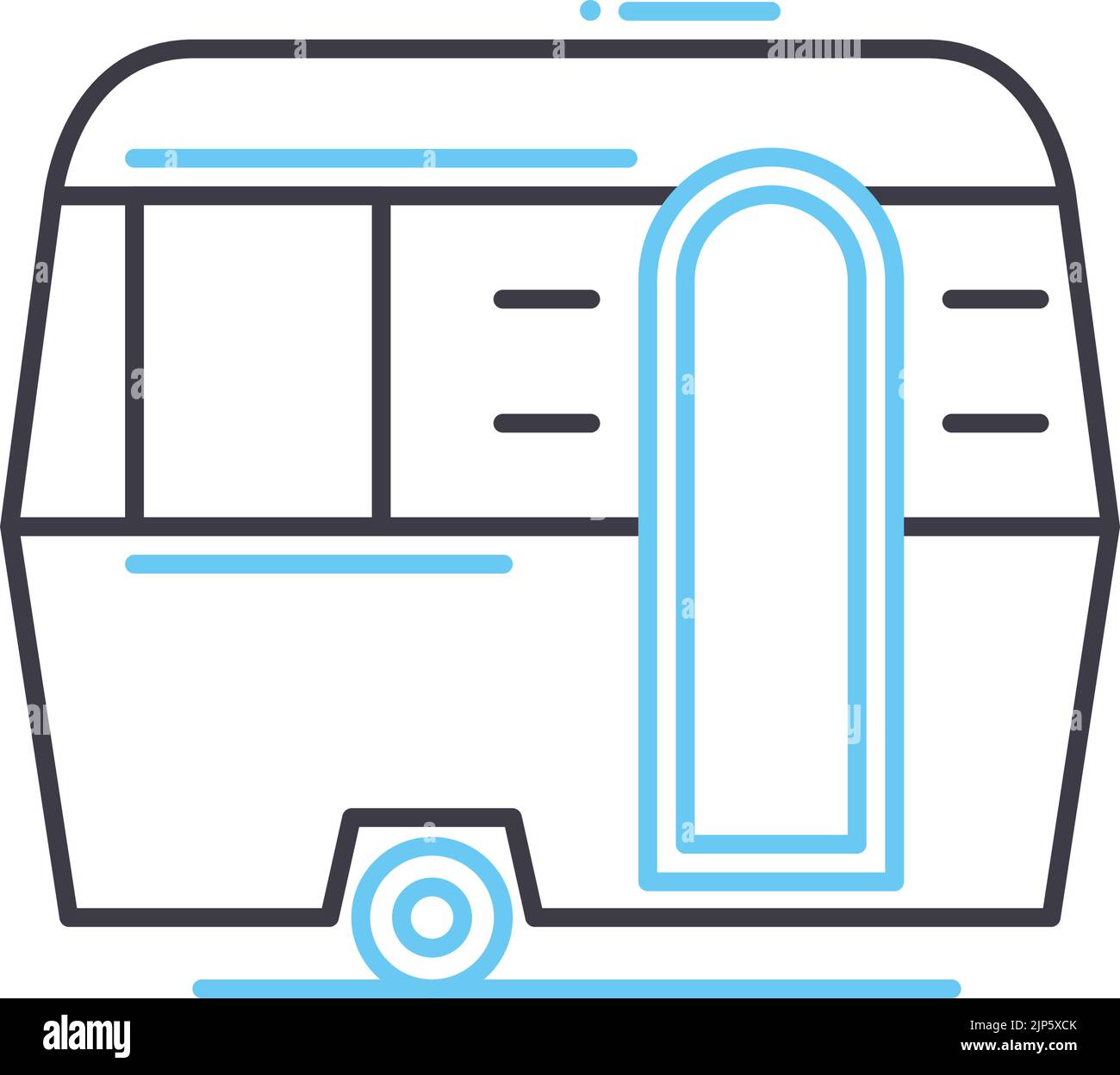 caravan line icon, outline symbol, vector illustration, concept sign ...