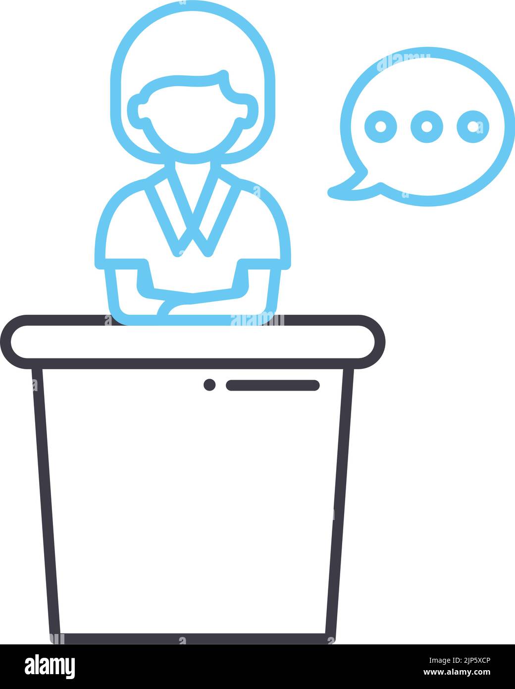 conference speech line icon, outline symbol, vector illustration ...