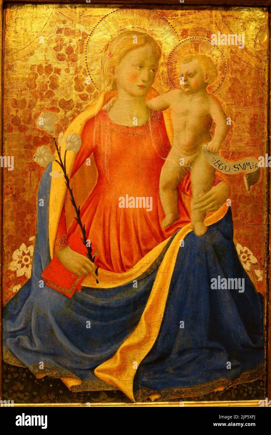 The Madonna of Humility, by Zanobi Strozzi, 1446-1448, tempera on poplar wood panel Stock Photo ...