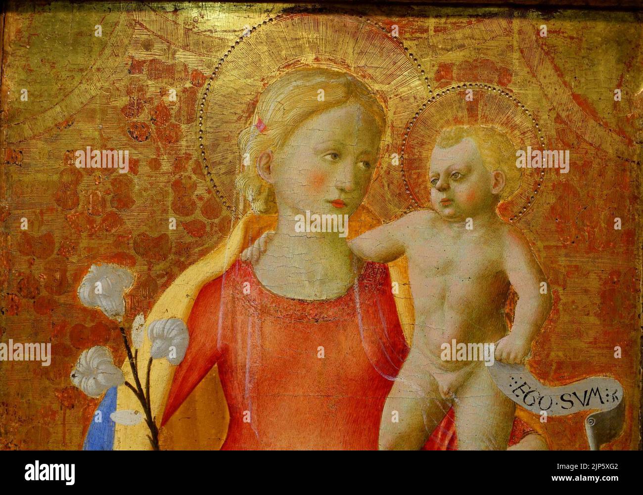 The Madonna of Humility, by Zanobi Strozzi, detail, 1446-1448, tempera on poplar wood panel ...