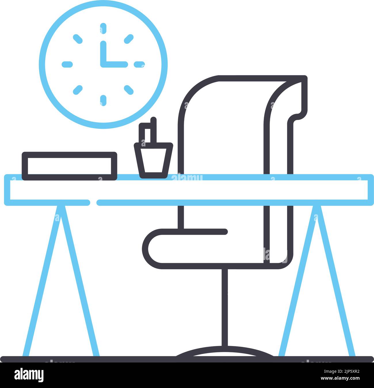 desk work line icon, outline symbol, vector illustration, concept sign ...