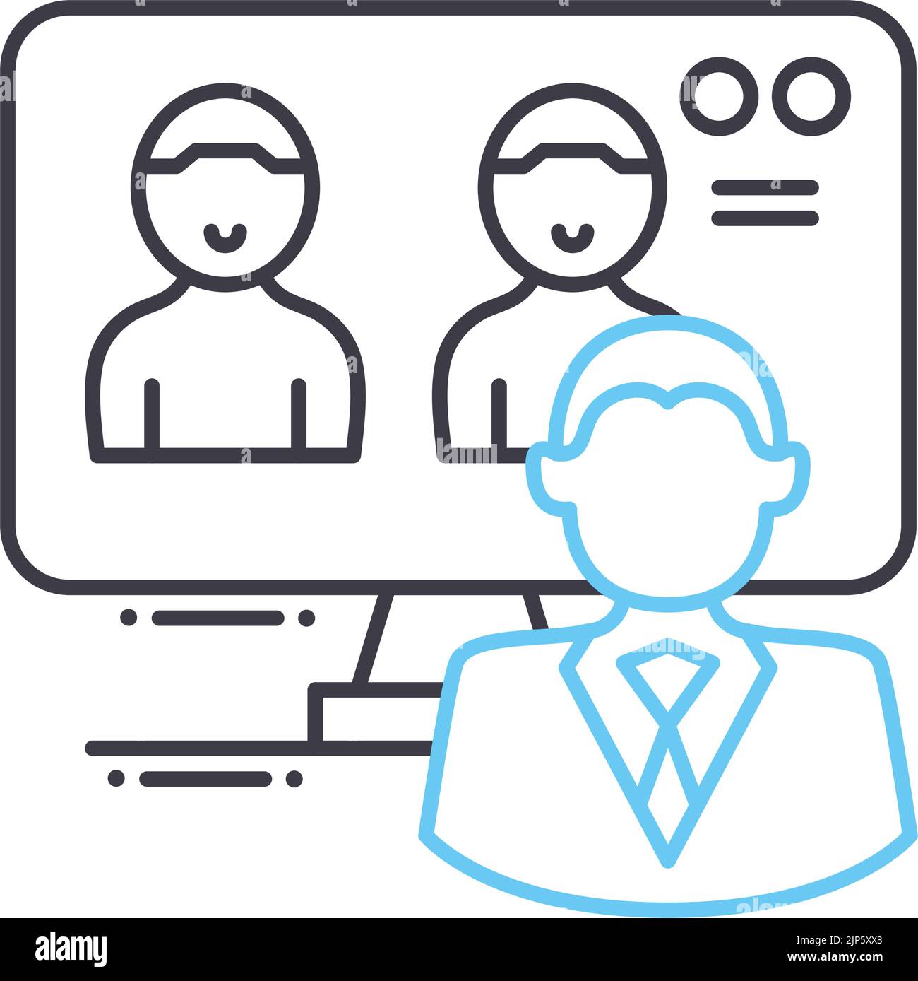 conference line icon, outline symbol, vector illustration, concept sign ...