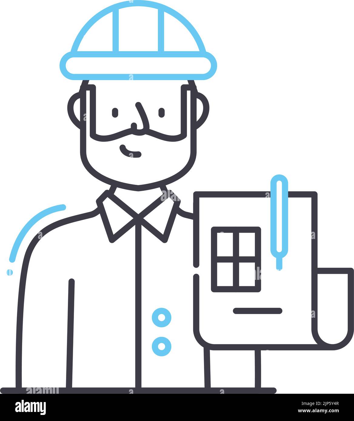 Engineer Man Line Icon Outline Symbol Vector Illustration Concept Sign Stock Vector Image