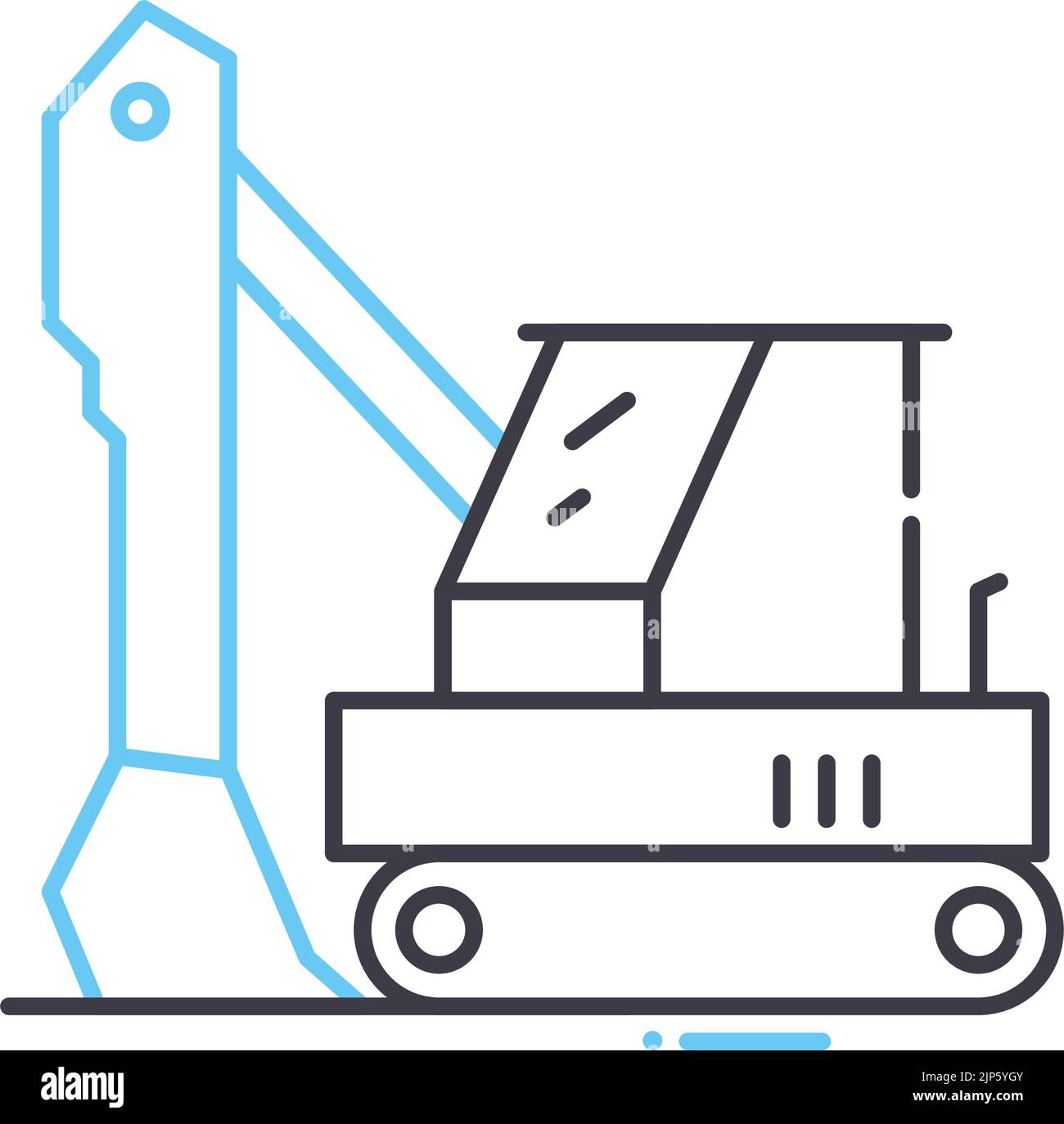 excavator line icon, outline symbol, vector illustration, concept sign ...