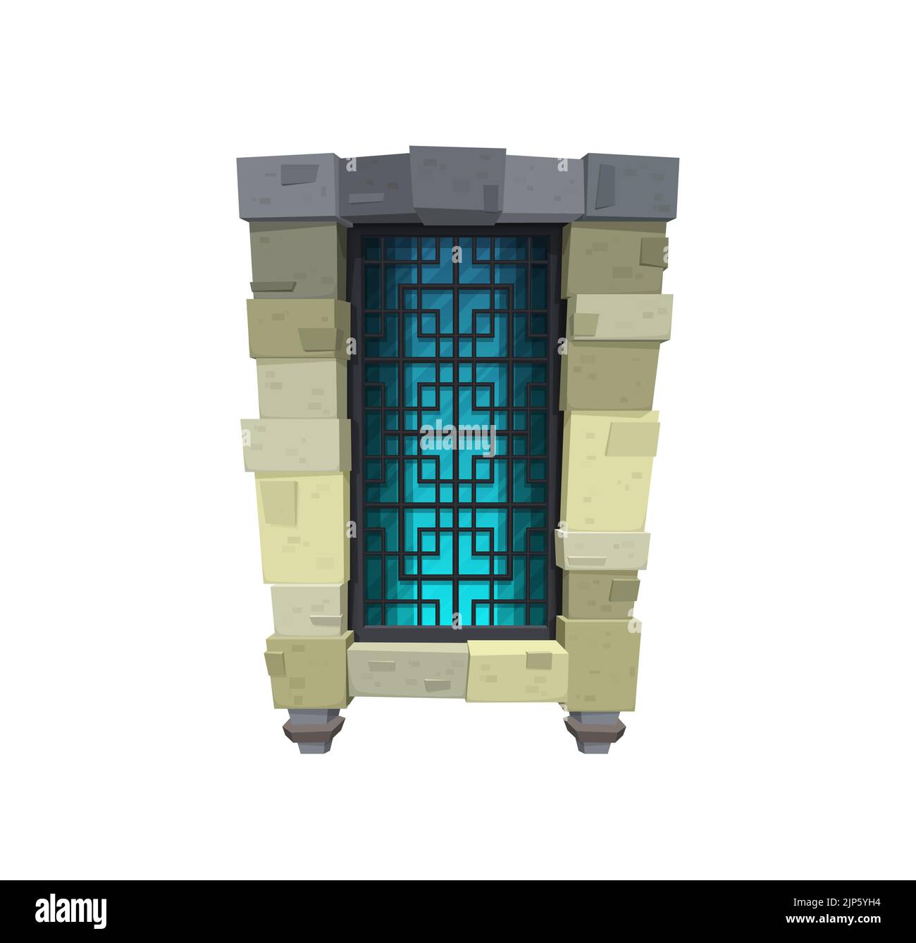 Cartoon arabic and medieval windows of castle or prison. Ancient palace ...