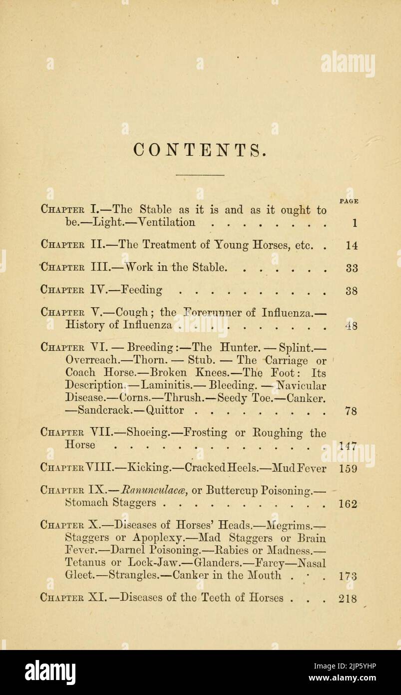 The management and treatment of the horse in the stable, field, and on ...