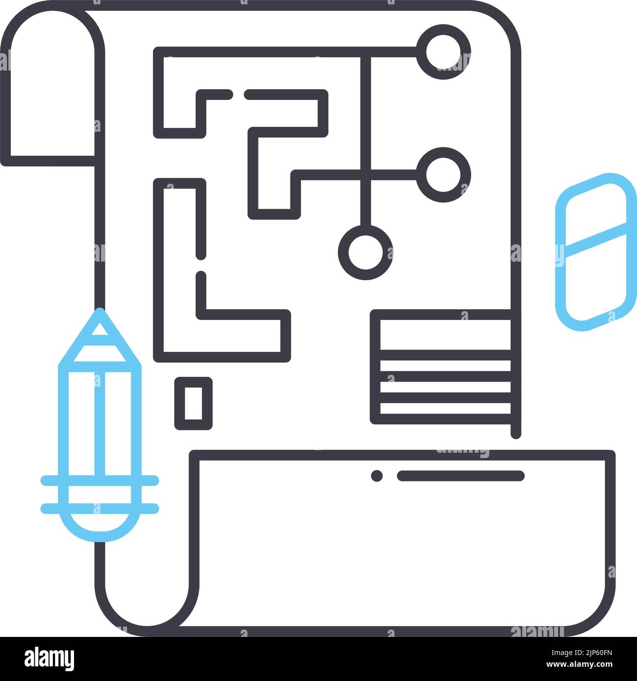 draft project line icon, outline symbol, vector illustration, concept ...