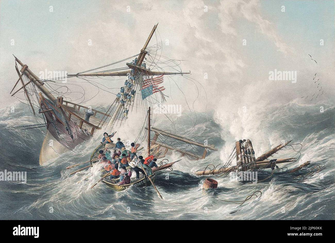 The Mary White life boat rescuing the crew of the American Ship the ...