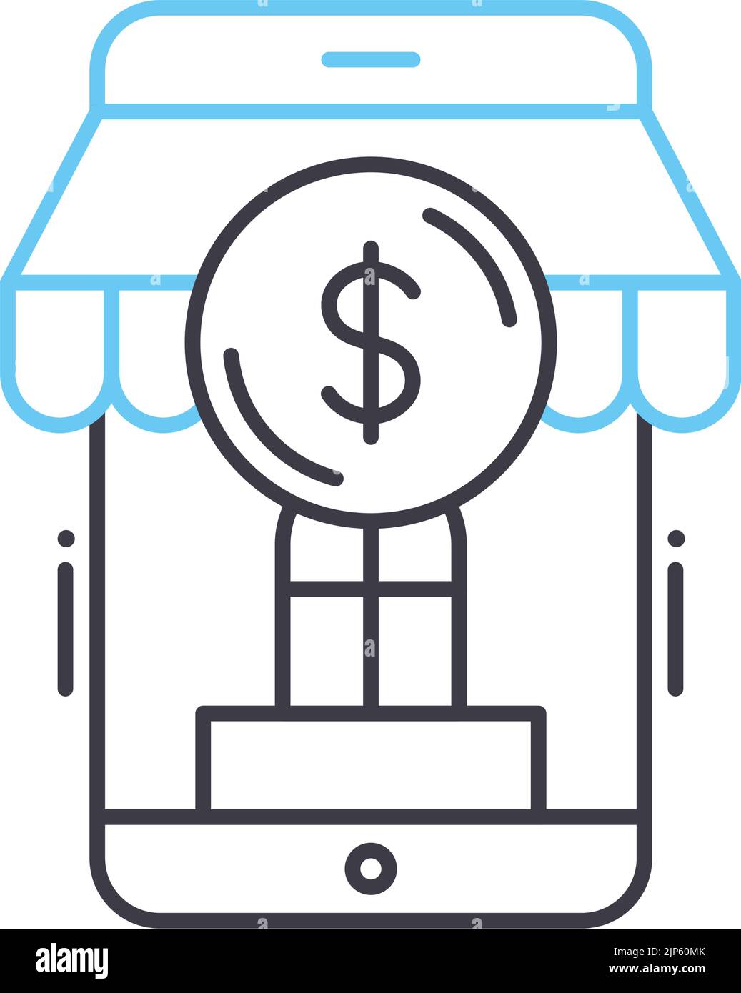 electronic storefront line icon, outline symbol, vector illustration ...