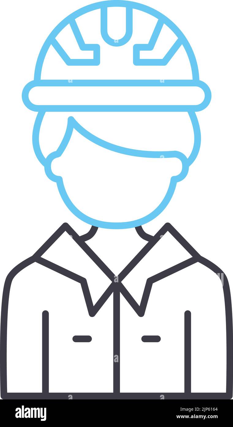 engineer line icon, outline symbol, vector illustration, concept sign ...