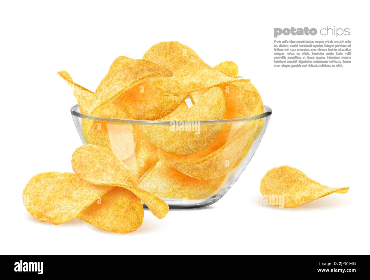 Crispy wavy potato chips in glass bowl. Isolated on white background ...