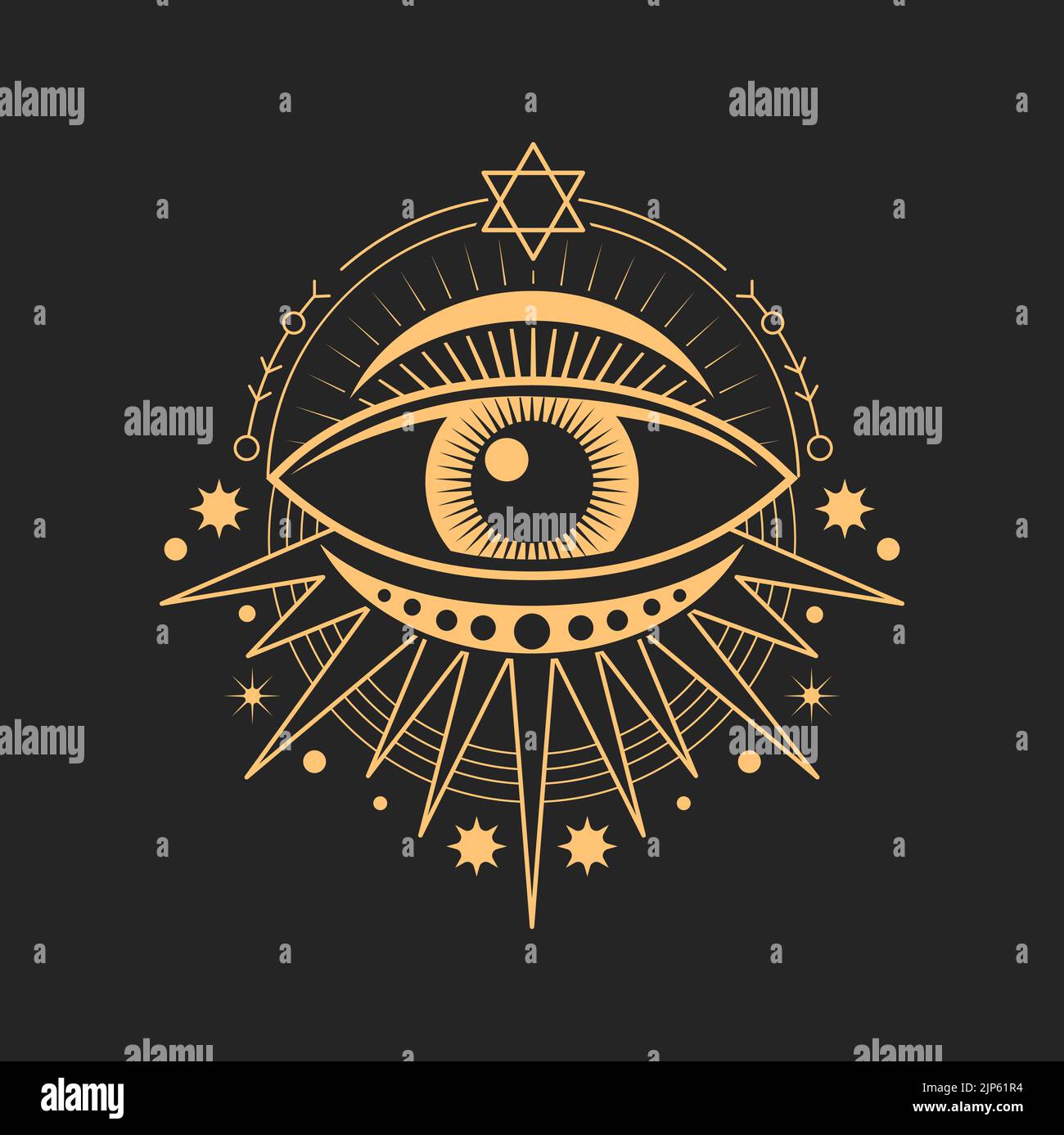 Mason and magic tarot sacred talisman, occultism icon, star and ...