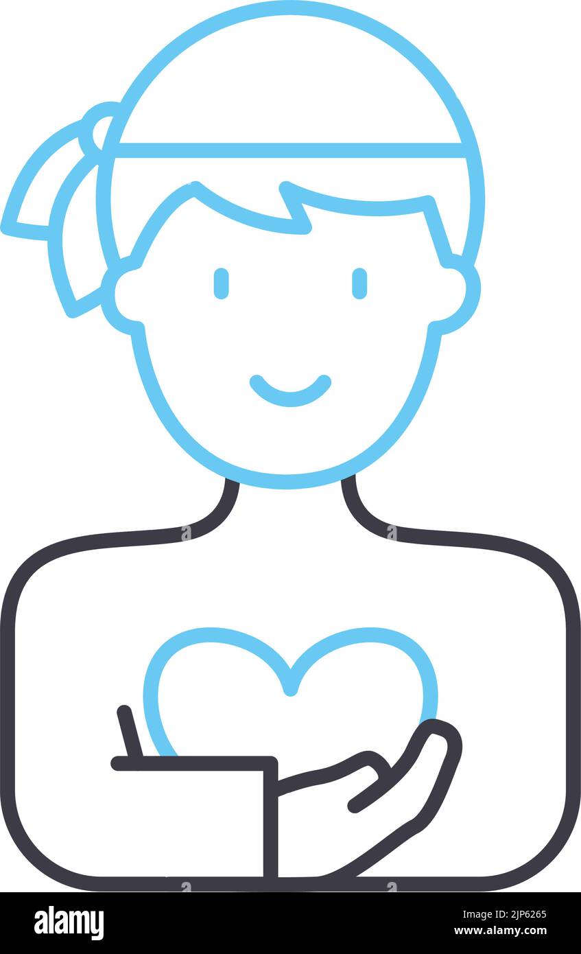 deliverer of love line icon, outline symbol, vector illustration ...