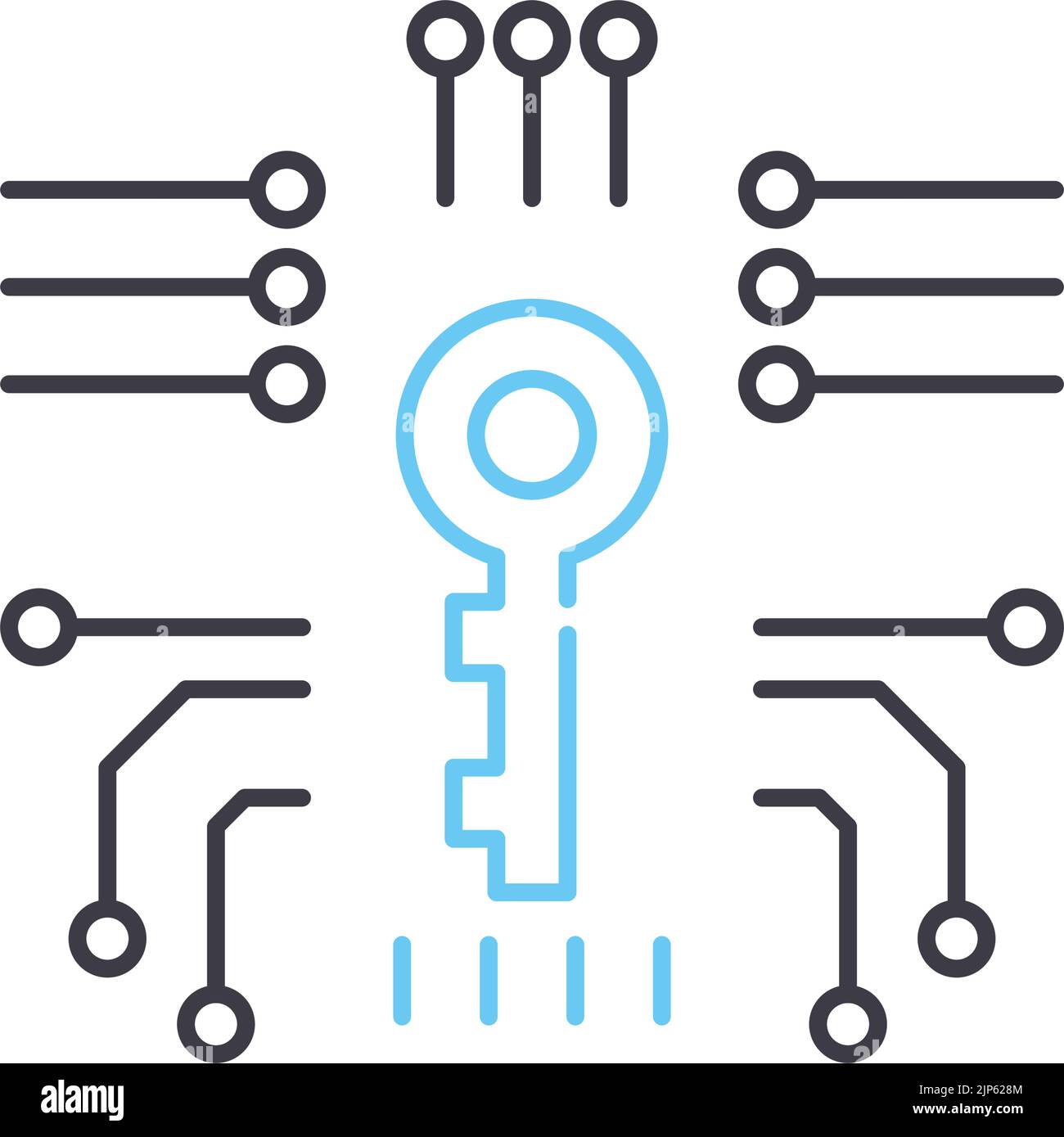digital key line icon, outline symbol, vector illustration, concept ...