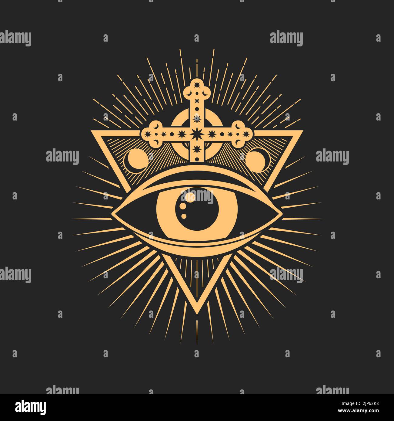 Prediction eye, tattoo occult and esoteric symbol. Vector tarot magic ...