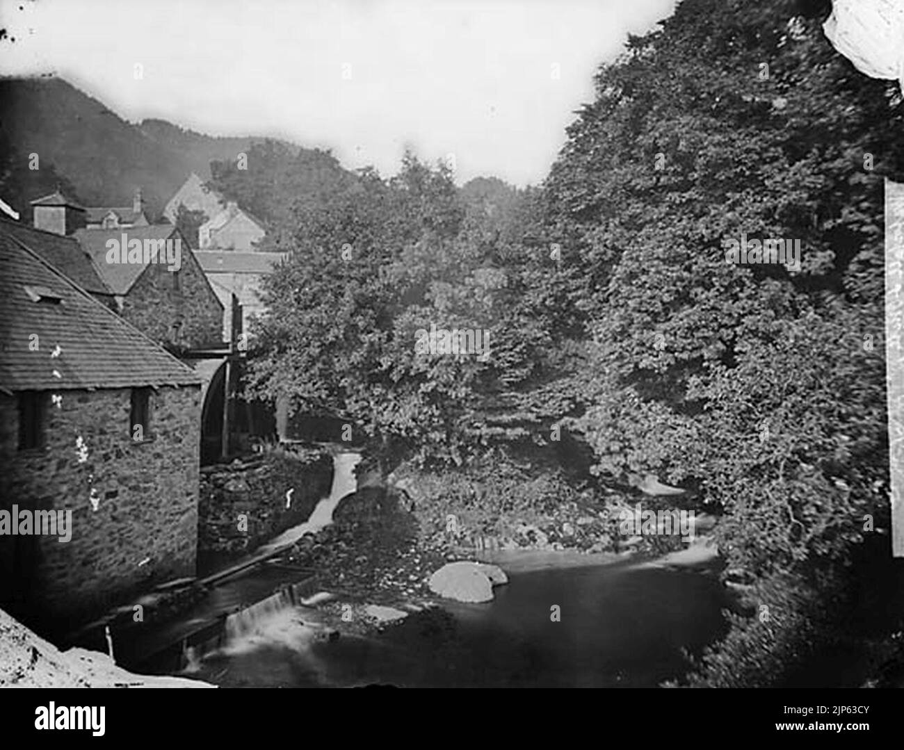 The mill and waterfall, Trefriw Stock Photo - Alamy
