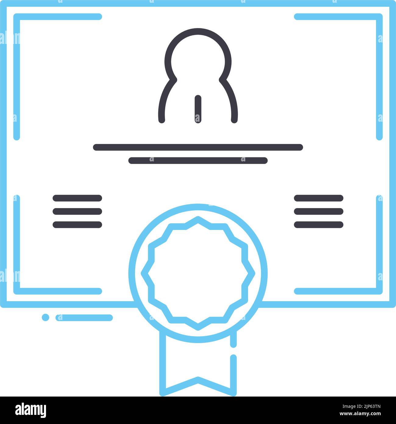certificate line icon, outline symbol, vector illustration, concept ...