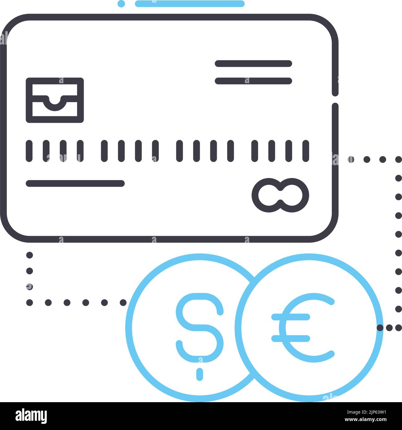 currency card line icon, outline symbol, vector illustration, concept ...