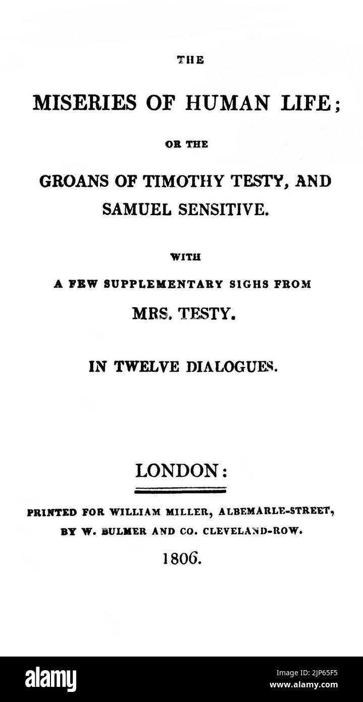 The Miseries of Human Life Stock Photo - Alamy