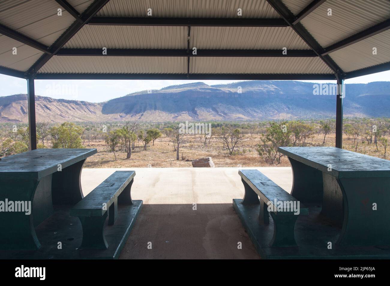Rest area with picnic tables on the Great Northern Highway near Wyndham ...