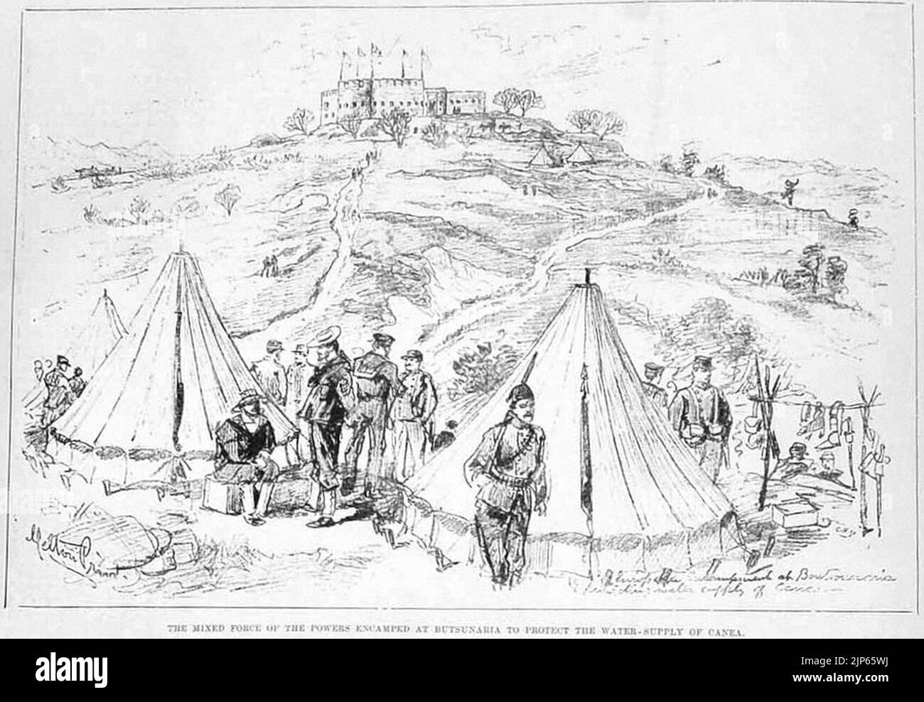 The mixed force of the Powers encamped at Butsunaria to protect the ...