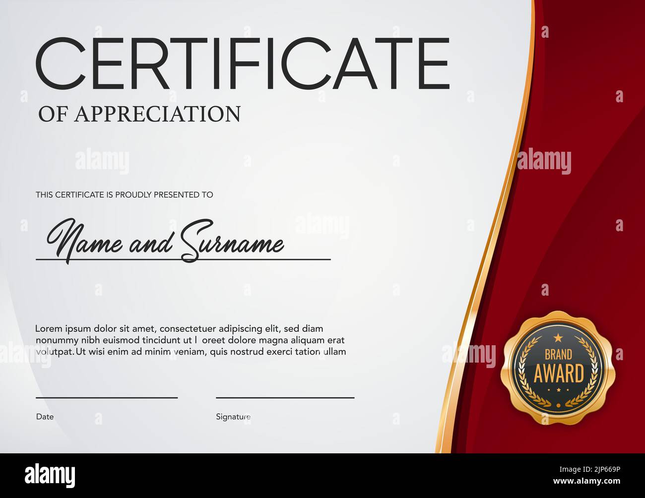 Award diploma certificate of appreciation. Vector template with golden ...