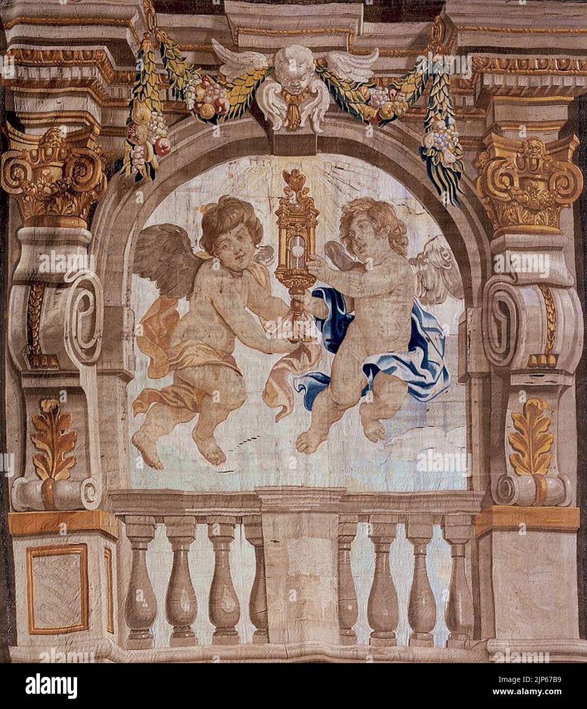 The Monstrance held by two Cherubs, part of Eucharist series, Tapestry ...
