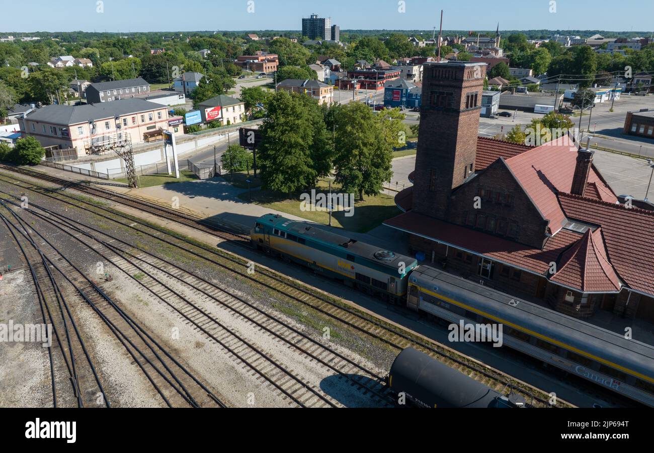 A VIA Rail Canada train is seen at an old Canadian train station during ...