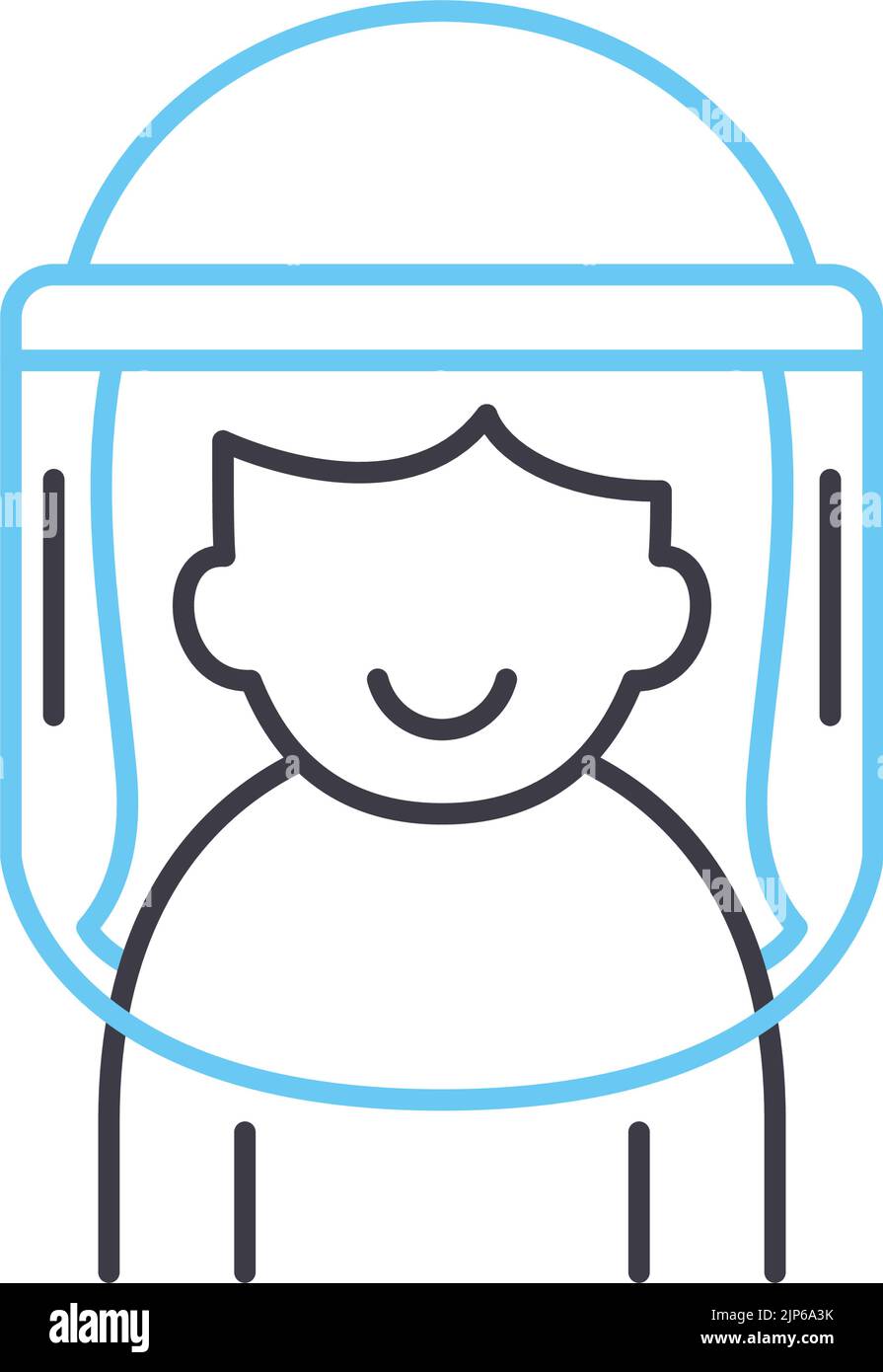 face shield line icon, outline symbol, vector illustration, concept ...