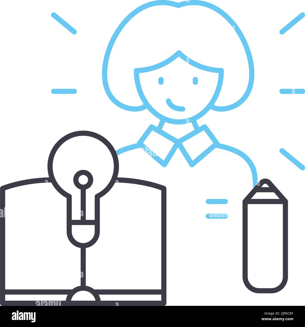 creativity learning line icon, outline symbol, vector illustration ...