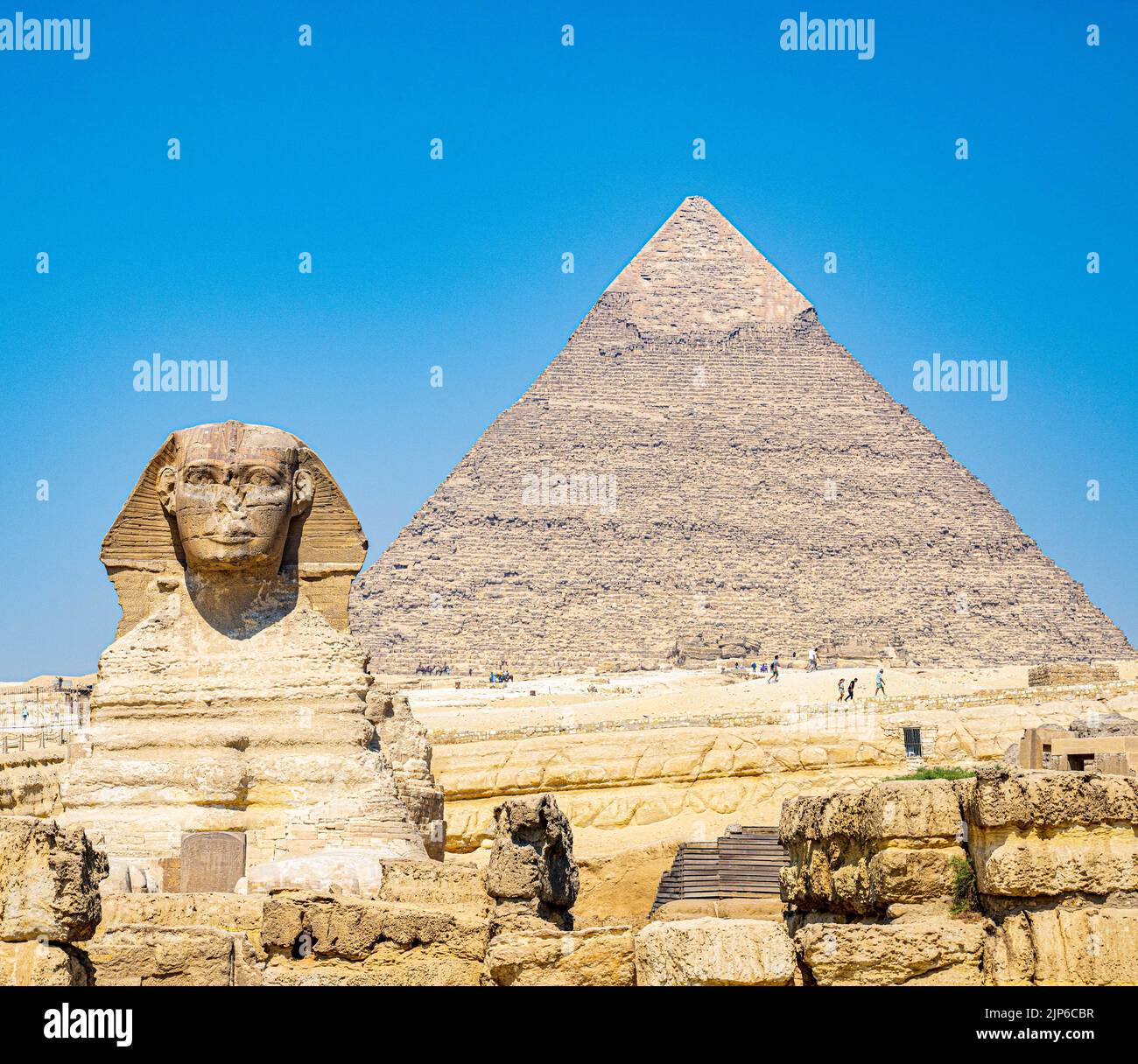 Giza, Egypt - 15 Aug 2022, The middle Pyramid for Pharaoh Khafre, build ...