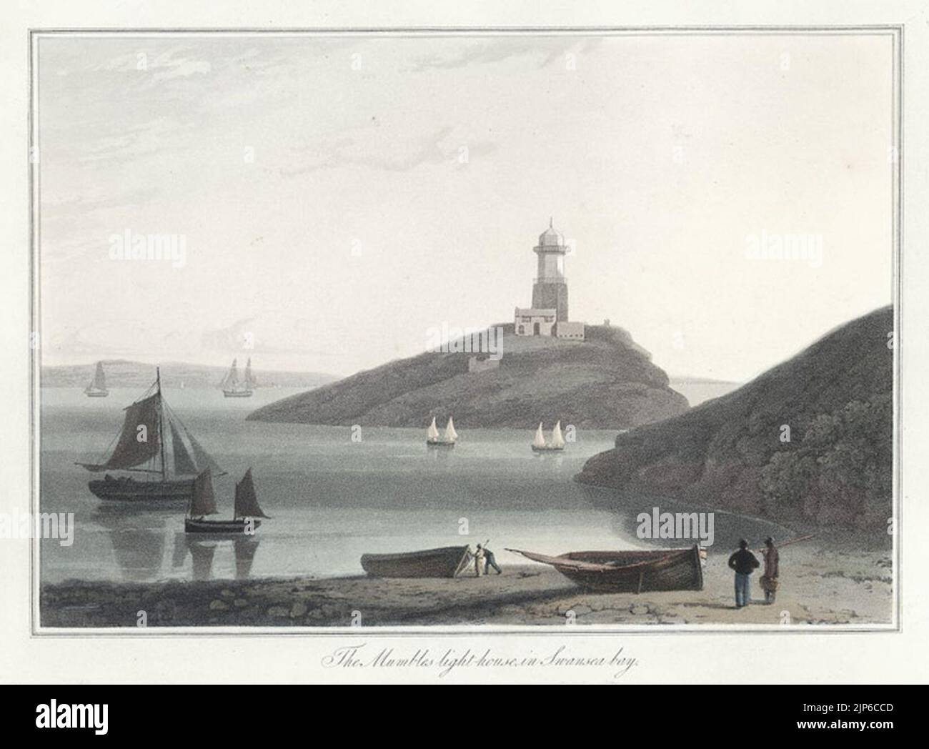 The Mumbles light house in Swansea bay Stock Photo - Alamy