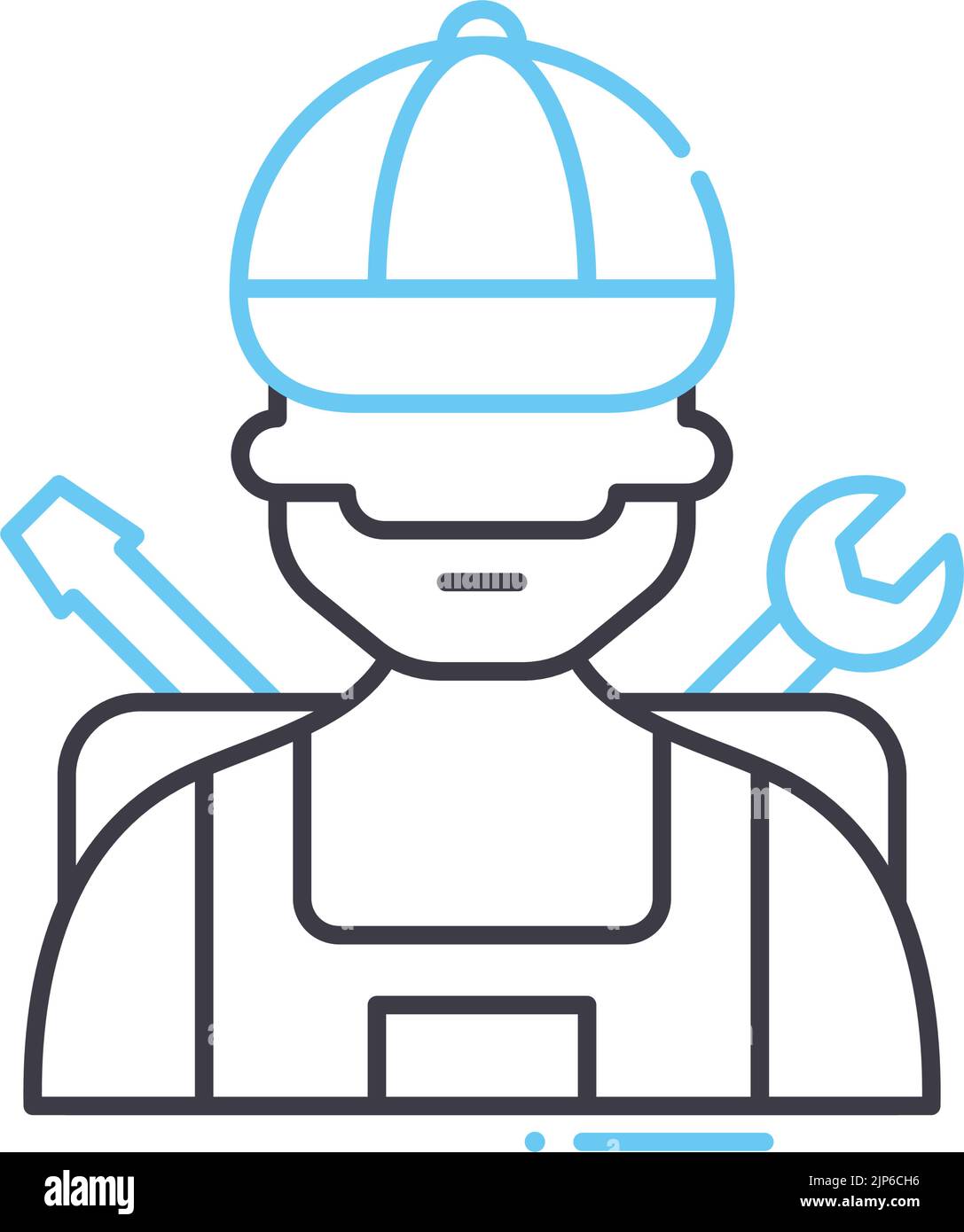 Car Technician Line Icon Outline Symbol Vector Illustration Concept Sign Stock Vector Image