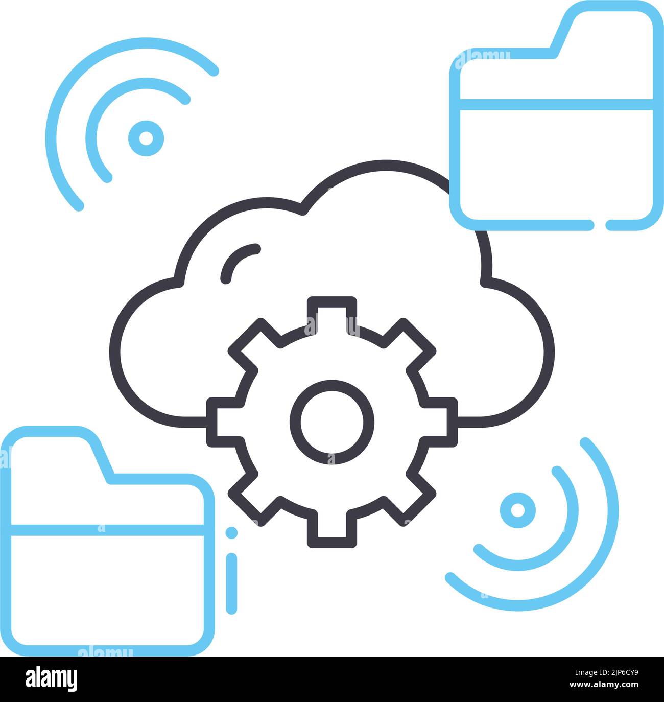 cloud sharing line icon, outline symbol, vector illustration, concept ...