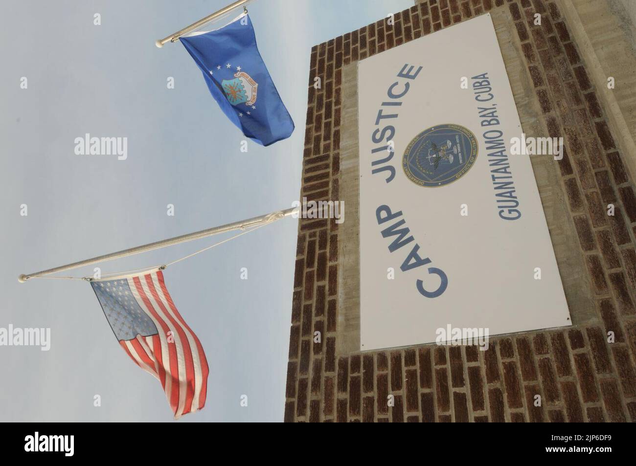 The national ensign flies at half staff at Camp Justice, Jan 10 Stock ...