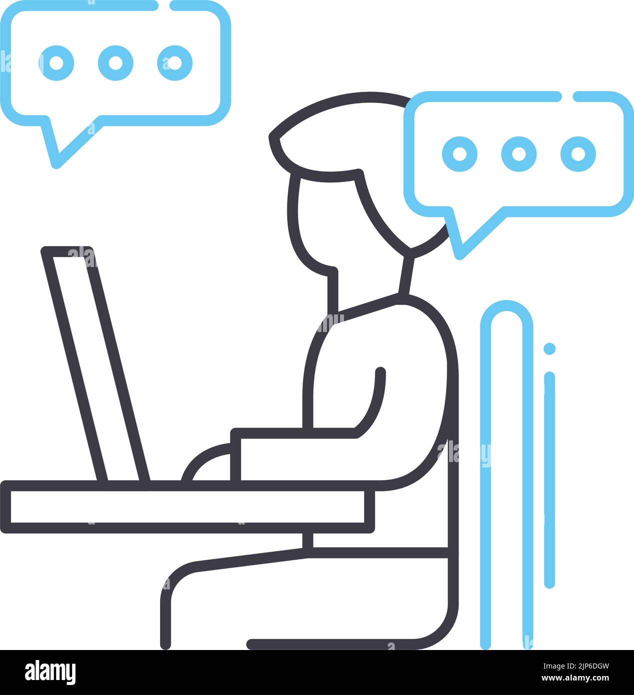 distance work line icon, outline symbol, vector illustration, concept ...