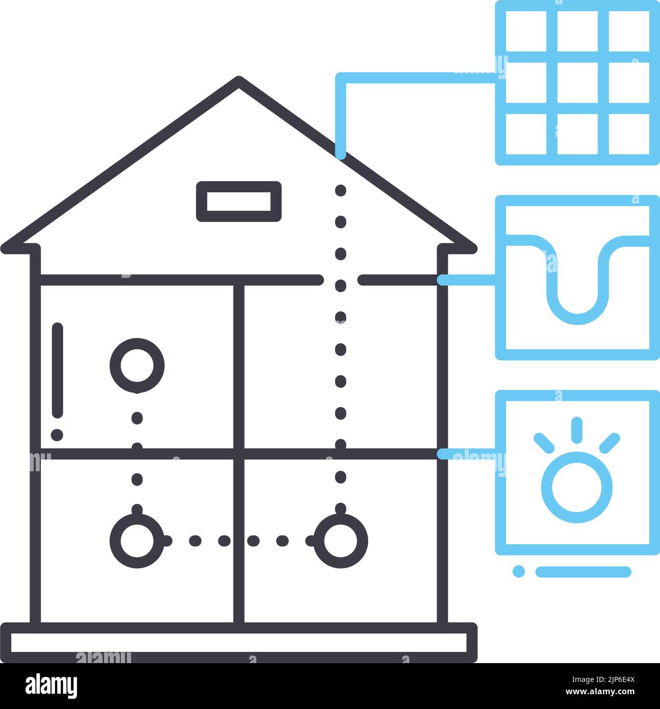 efficient home line icon, outline symbol, vector illustration, concept ...