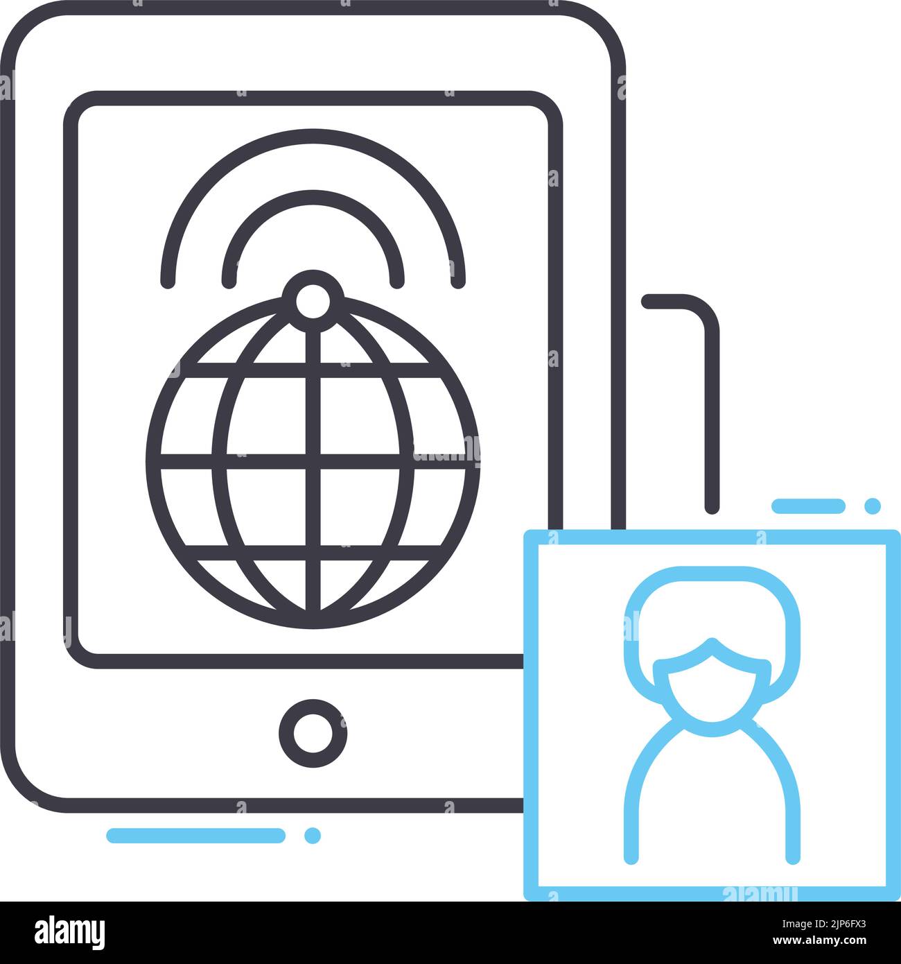 distance support line icon, outline symbol, vector illustration ...