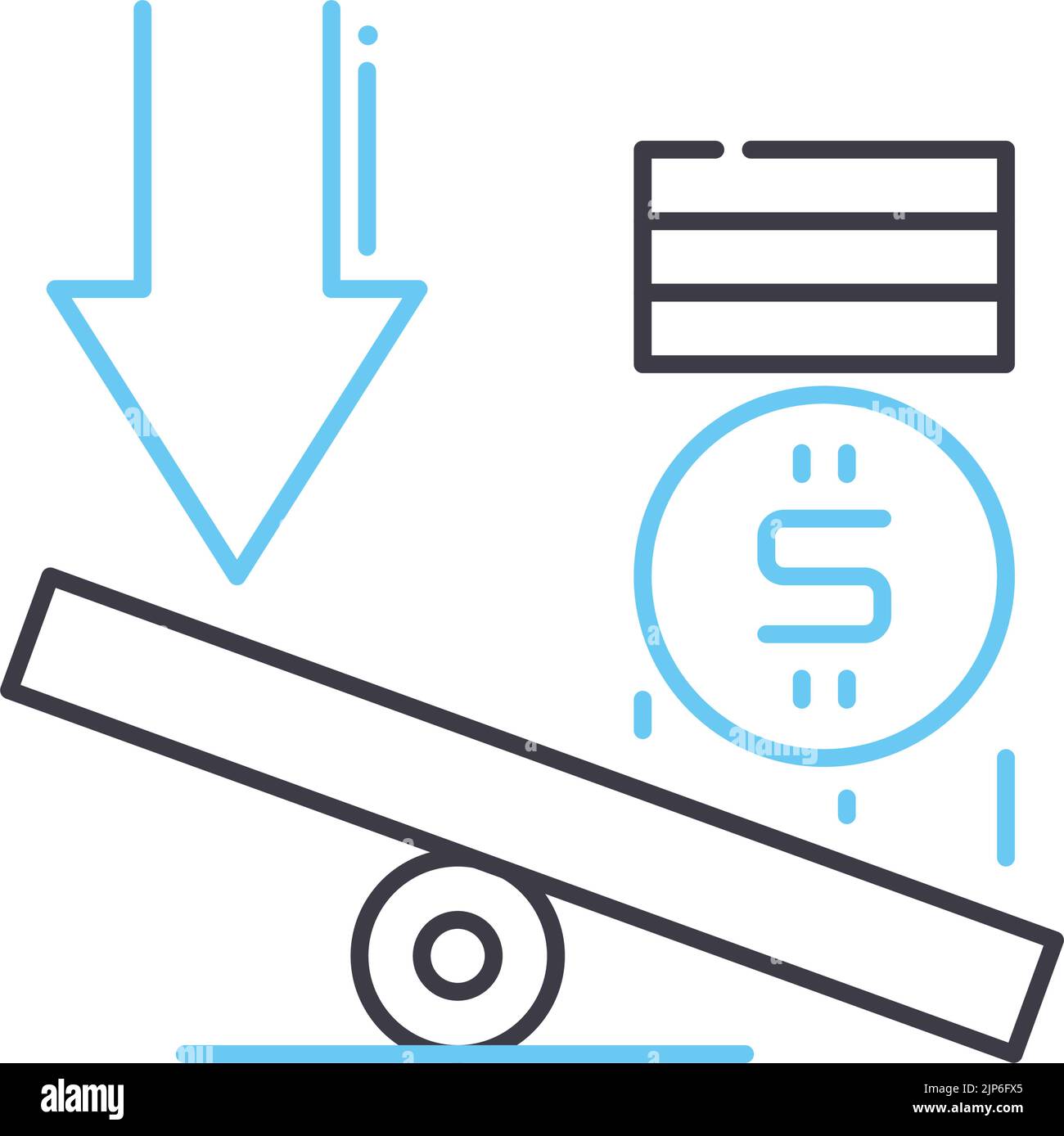 credit leverage line icon, outline symbol, vector illustration, concept ...
