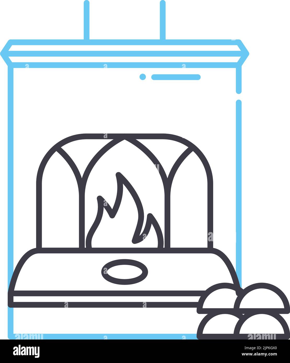 fireplace line icon, outline symbol, vector illustration, concept sign ...