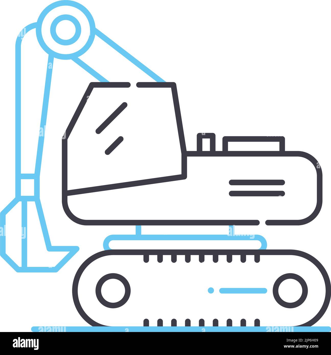 compact excavator line icon, outline symbol, vector illustration ...