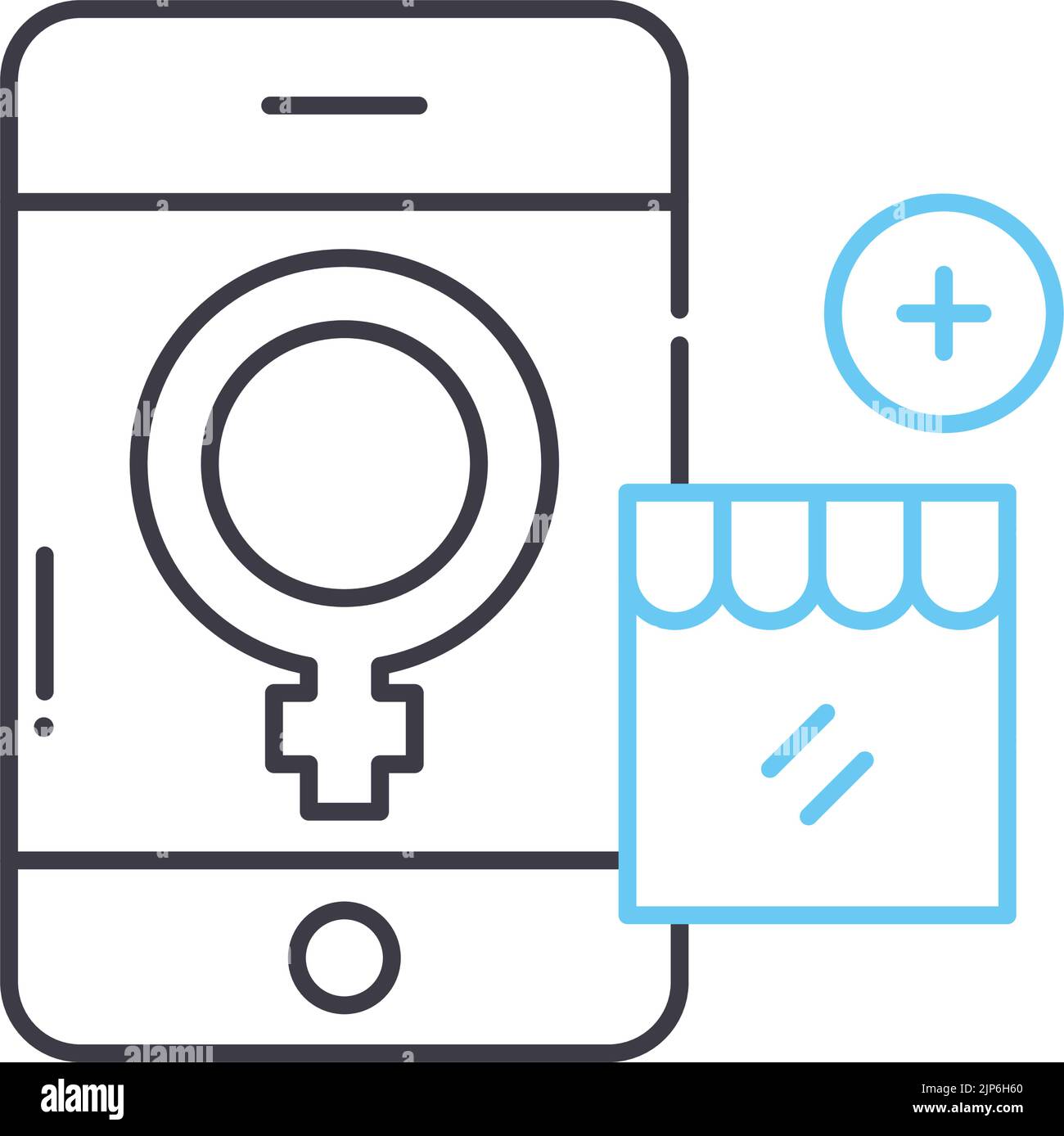 female customer line icon, outline symbol, vector illustration, concept ...