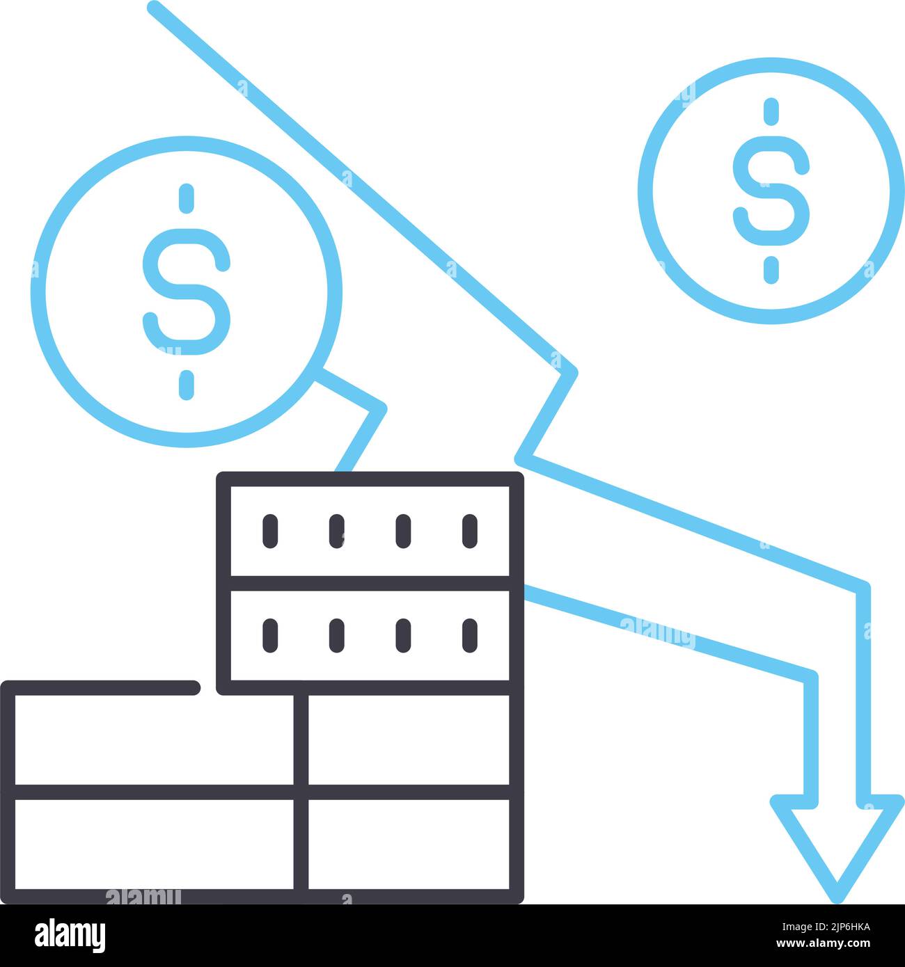 economic recession line icon, outline symbol, vector illustration ...